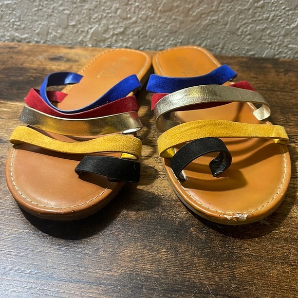 Rogue | Shoes | Rouge Strapped Sandals Multicolored Scuffed And The ...